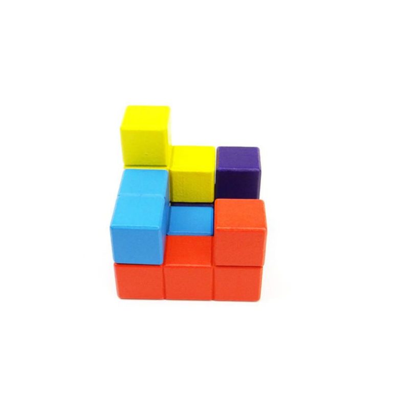 Multi-Color Wooden 3D Cubes Educational Puzzle Game for Children ...